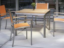 Kingsley Bate Tiburon Stainless Steel 76"W x 38"D Rectangular Dining Table with Umbrella Hole ...