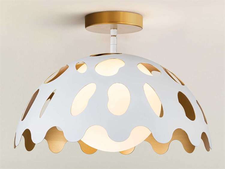 Lucas McKearn Pebbles 1-Light White Dome Pendant | LCKPD7376W15