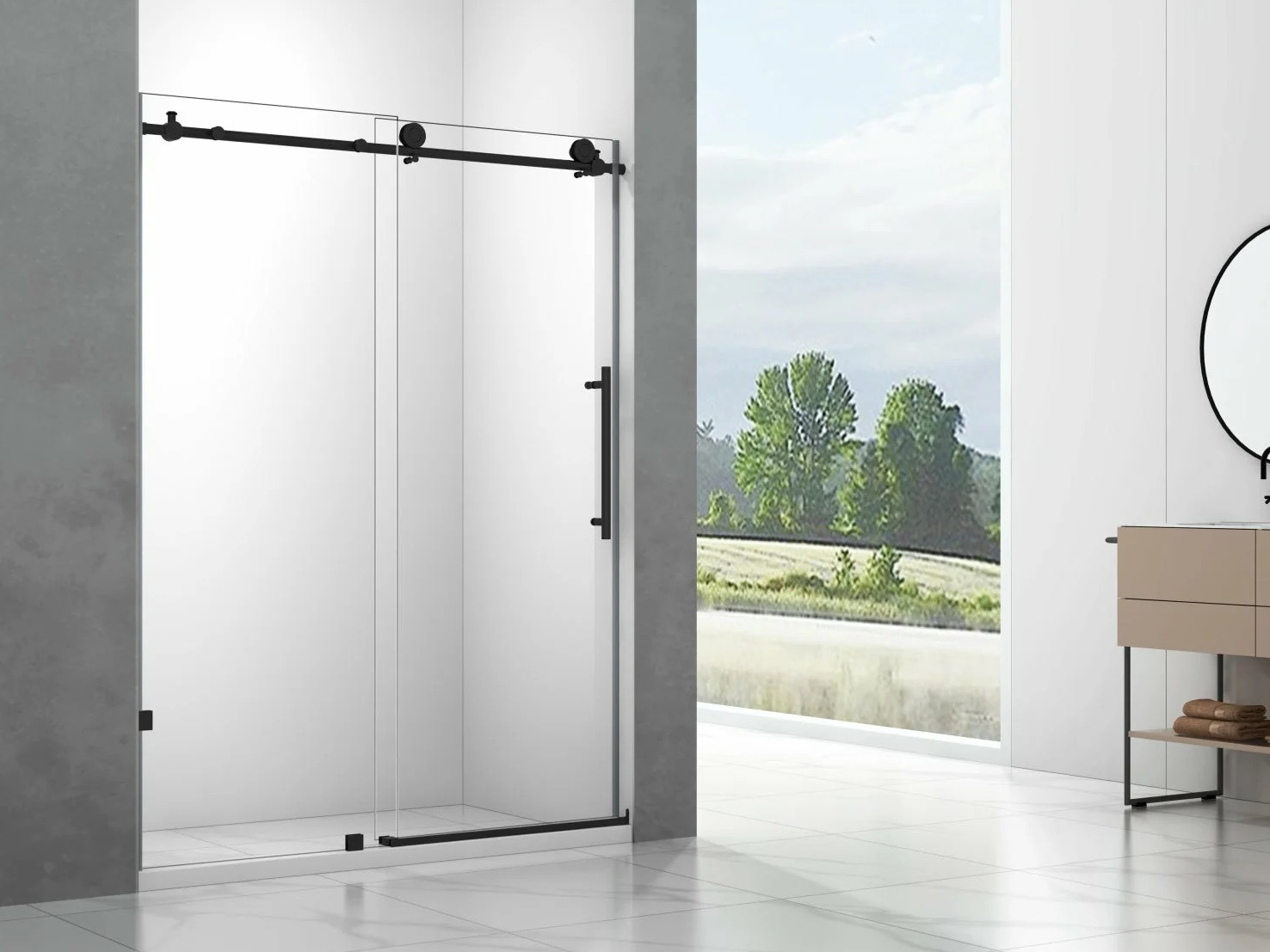 Legion Furniture Gd Shower Door With Black Hardware | LGNGD906165.00BLACK