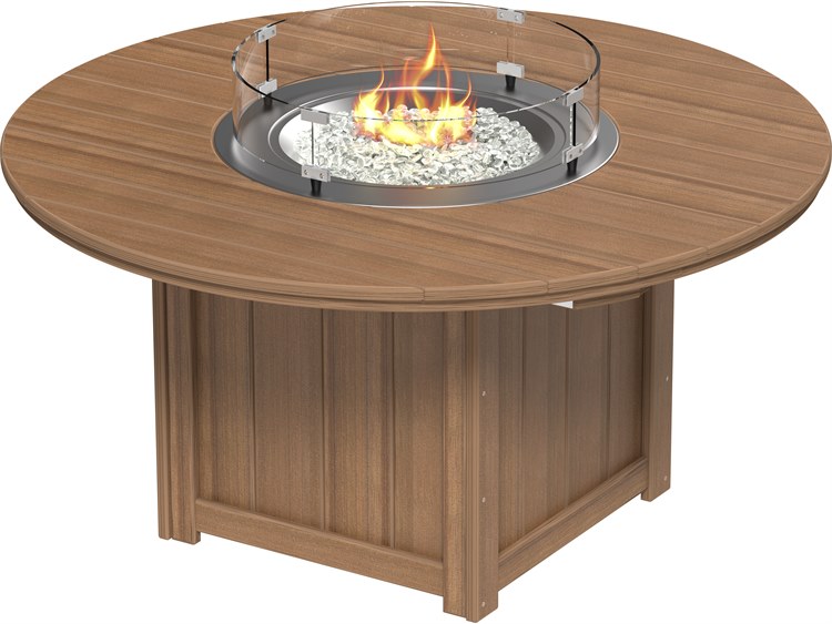 LuxCraft Recycled Plastic Lumin Round Dining Height Outdoor Fire Pit ...
