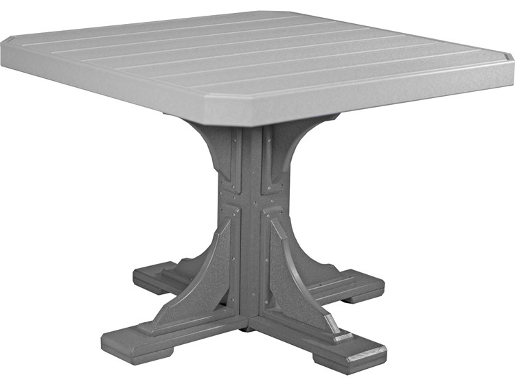 LuxCraft Recycled Plastic Square Outdoor Dining Table with Umbrella ...