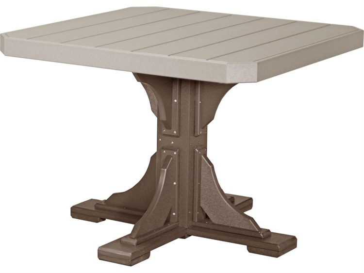 LuxCraft Recycled Plastic Square Outdoor Dining Table with Umbrella ...