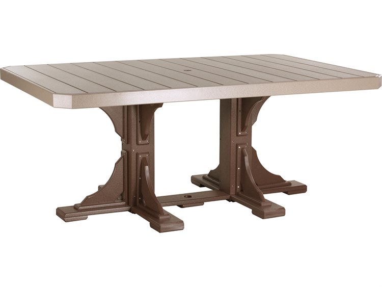 LuxCraft Recycled Plastic Rectangular Patio Dining Table with Umbrella ...