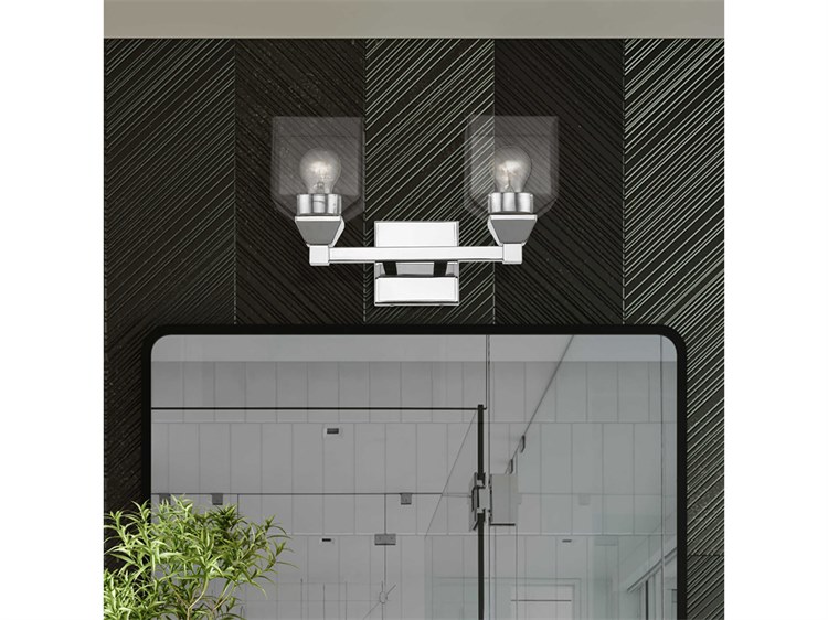Livex Lighting Aragon 2-Light Polished Chrome Glass Vanity Light ...