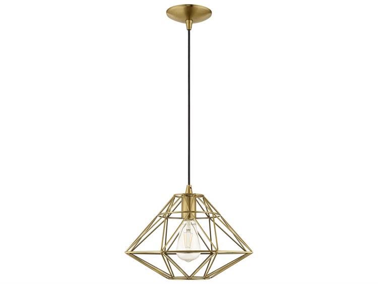 Livex Lighting Geometric 1-Light Antique Brass Pendant | LV4132301