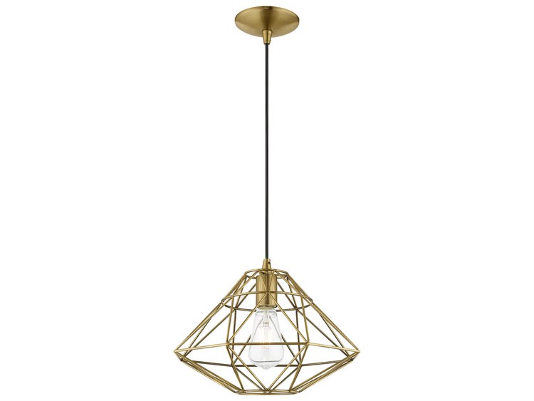 Livex Lighting Geometric 1-Light Antique Brass Pendant | LV4132301