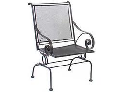 Meadowcraft Dogwood Wrought Iron Coil Spring Patio Dining Arm Chair ...