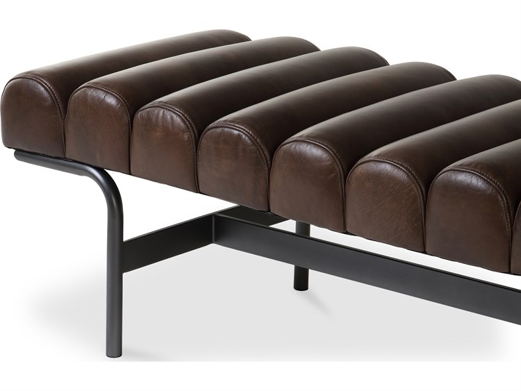 Moe's Home Harrison Dark Brown Leather Accent Bench | MEQN103120