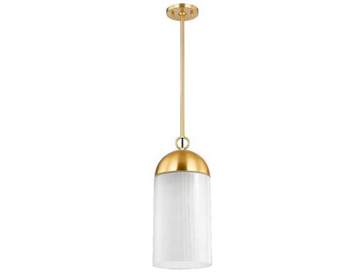Mitzi Emory 1-Light Aged Brass Glass Mini Pendant | MITH796701AGB