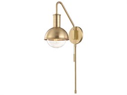 Hudson Valley Clivedon 1-Light Aged Brass White Wall Sconce ...
