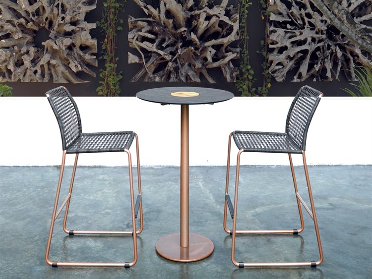 MamaGreen Manda Aluminum Wicker Bar Side Stool | MMGMG2747