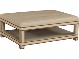 Butler Leon Black Leather Ottoman | BT6165034