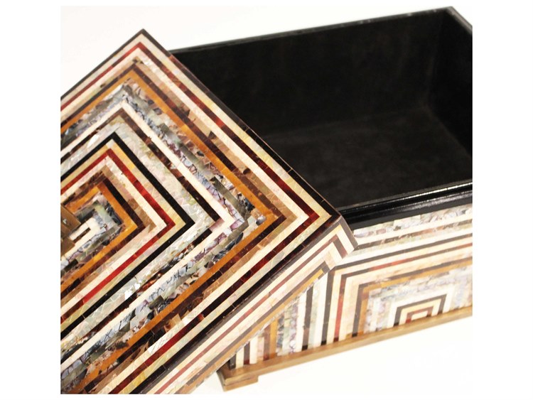 Maitland Smith Multi Colored / Antique Brass Pinstripe Box | MS810611