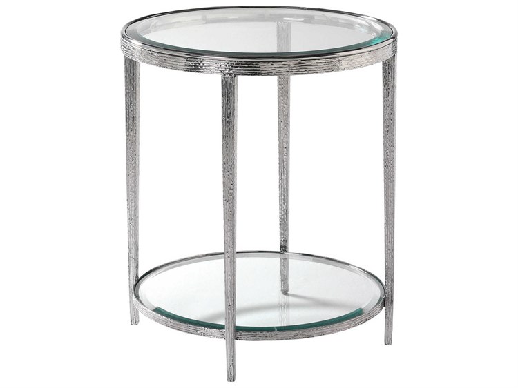 Maitland Smith Jinx Round Glass Brass End Table | MSHM1020L2