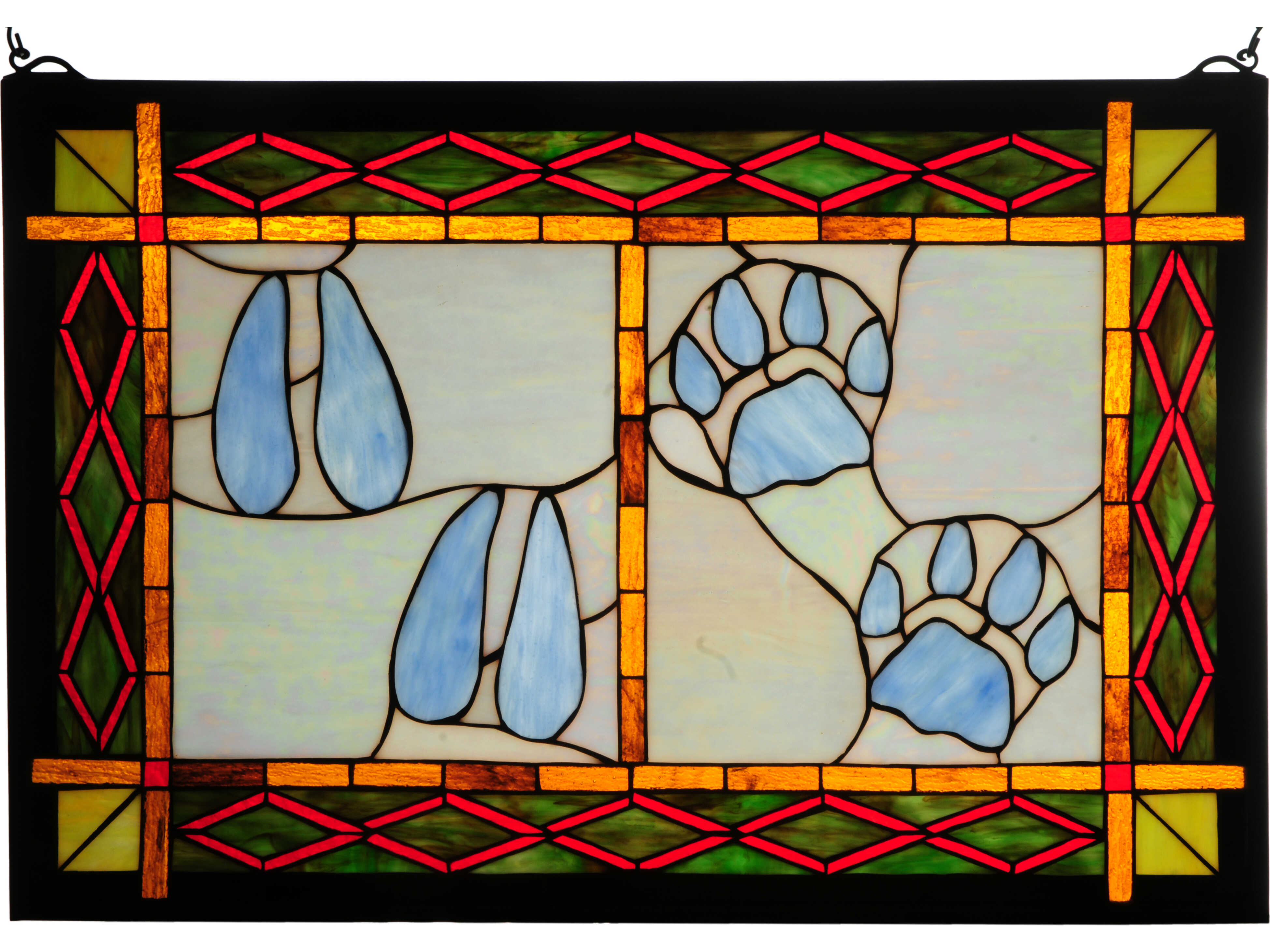 Meyda Deer & Cougar Tracks Stained Glass Window | MY74144