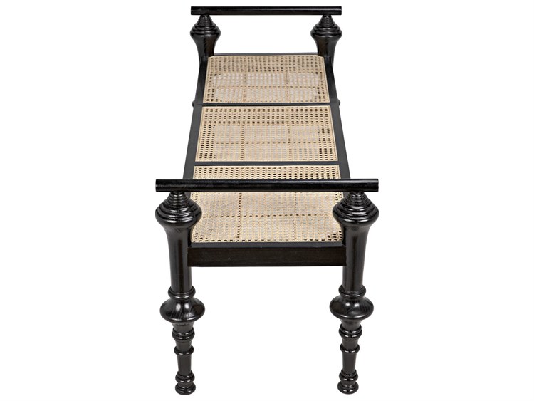 Noir Caning Charcoal Black Brown Accent Bench | NOIAE93CHB