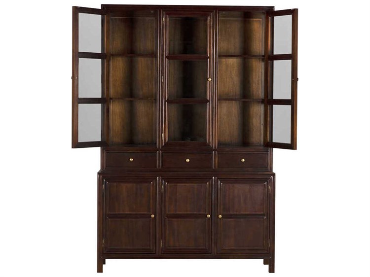 Noir Mahogany Wood Hand Rubbed Brown Colonial Display Cabinet ...