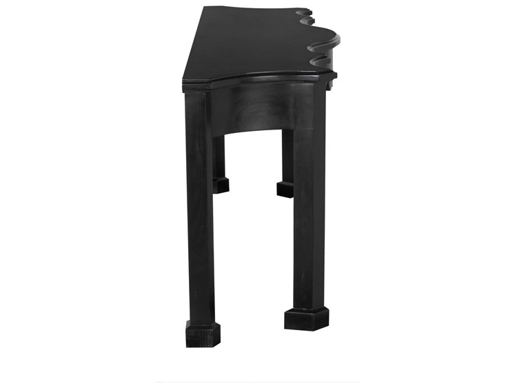 Noir Estate Demilune Wood Hand Rubbed Black Console Table | NOIGCON128HB