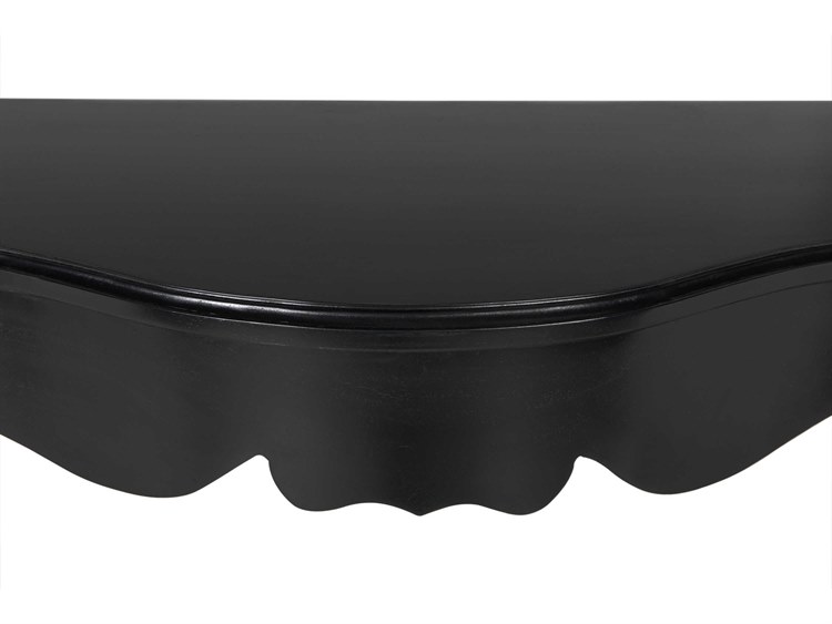 Noir Estate Demilune Wood Hand Rubbed Black Console Table | NOIGCON128HB