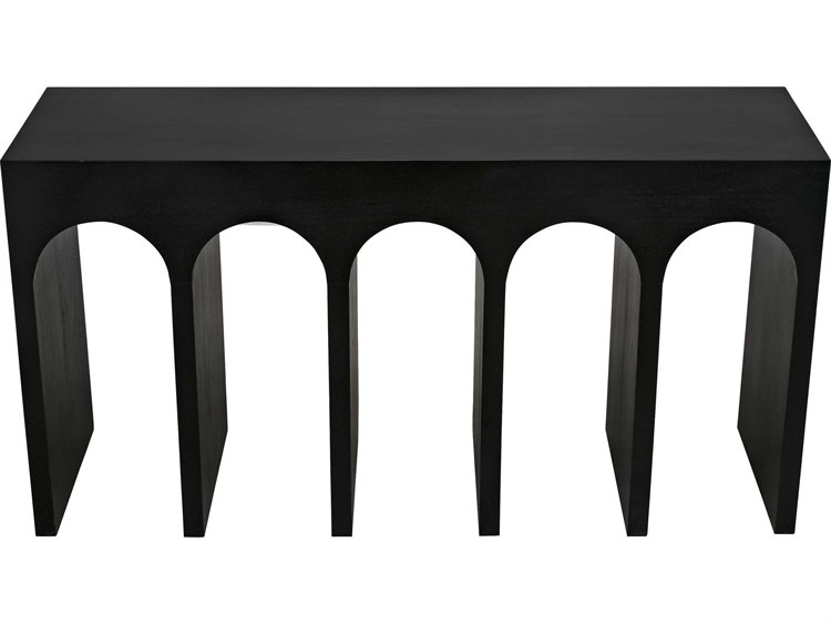Noir Rectangular Wood Hand Rubbed Black Console Table | NOIGCON287HB