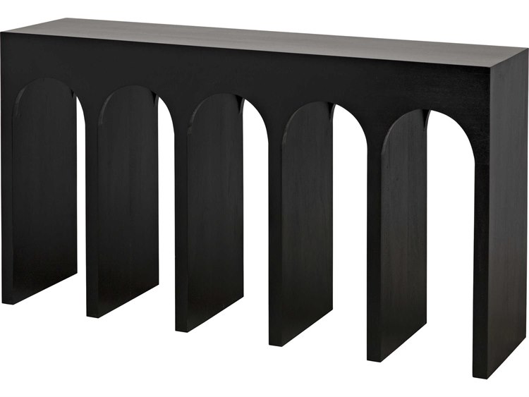 Noir Rectangular Wood Hand Rubbed Black Console Table | NOIGCON287HB
