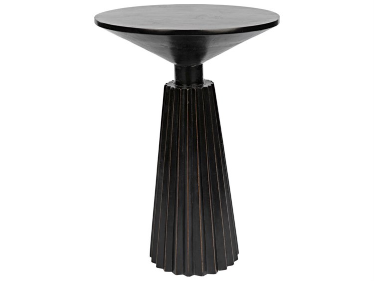 Noir Round Wood Hand Rubbed Black End Table | NOIGTAB939HB