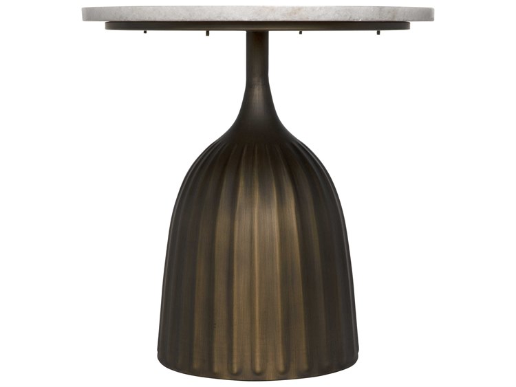 Noir Samuel Round Marble Aged Brass End Table | NOIGTAB984AB