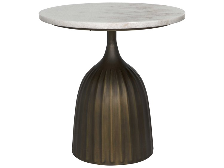 Noir Samuel Round Marble Aged Brass End Table | NOIGTAB984AB