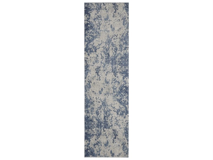 Nourison Rustic Textures Abstract Runner Area Rug | NRRUS16GRYBLRUN