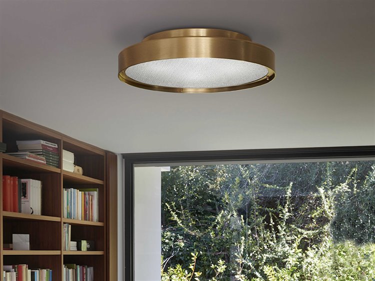 Oluce Berlin 4-Light Anodized Brass Glass LED Round Flush Mount | OEOLBERLIN722OS
