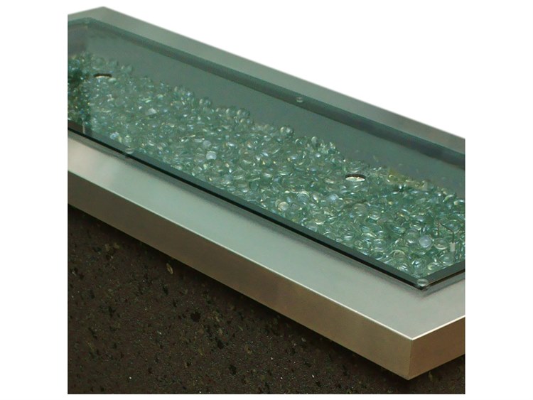 Outdoor Greatroom Glass 42''W x 12''D Rectangular Linear Grey Glass ...