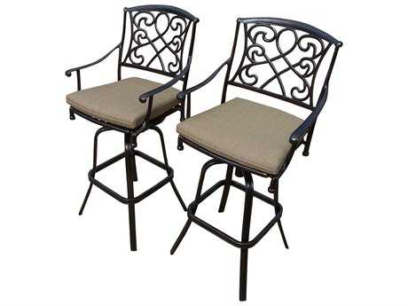 Castelle Monterey Sling Dining Cast Aluminum High Back Swivel Bar Stool ...