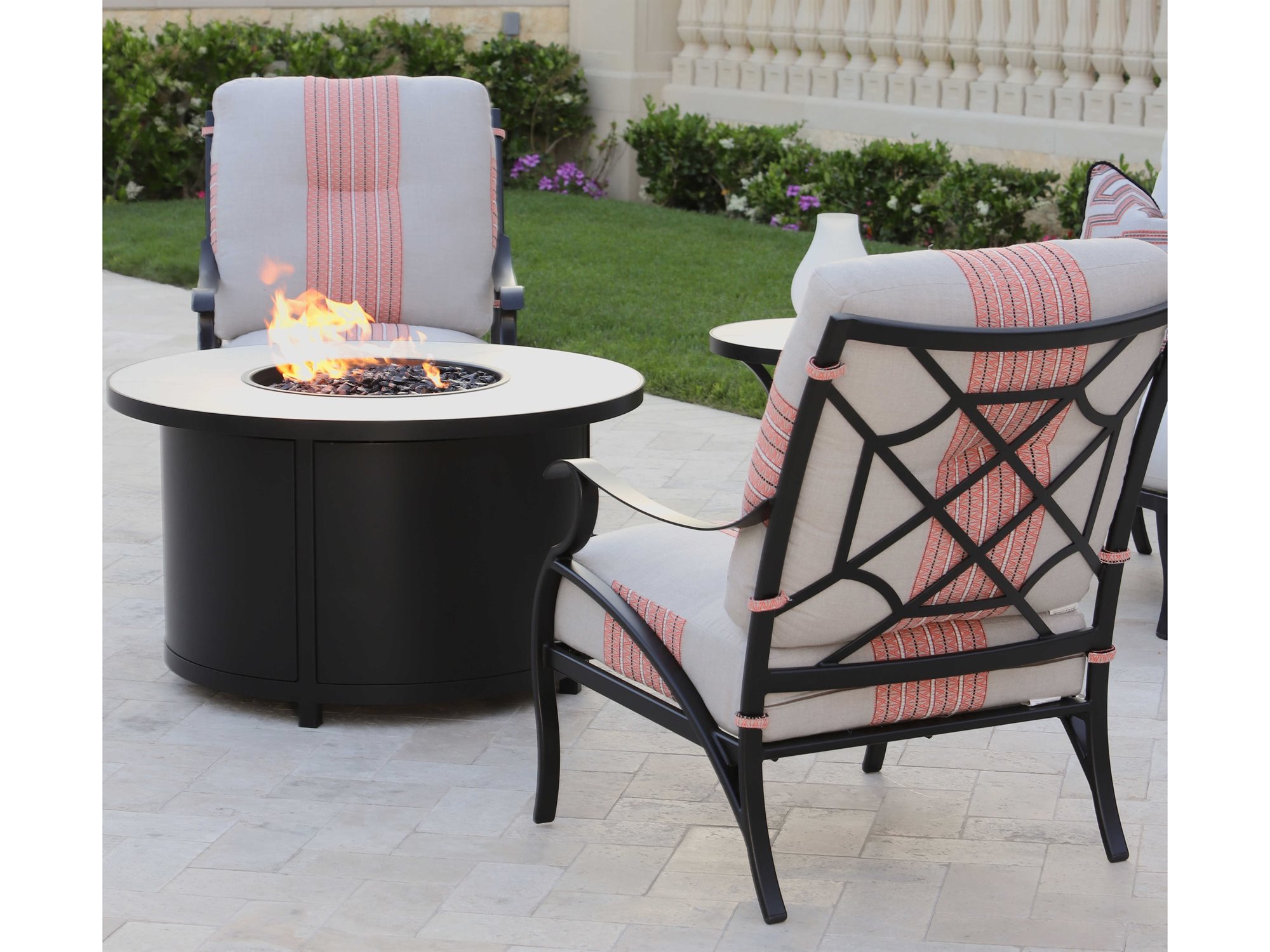 OW Lee Casual Fireside Santorini Wrought Iron 42'' Wide Round Chat ...