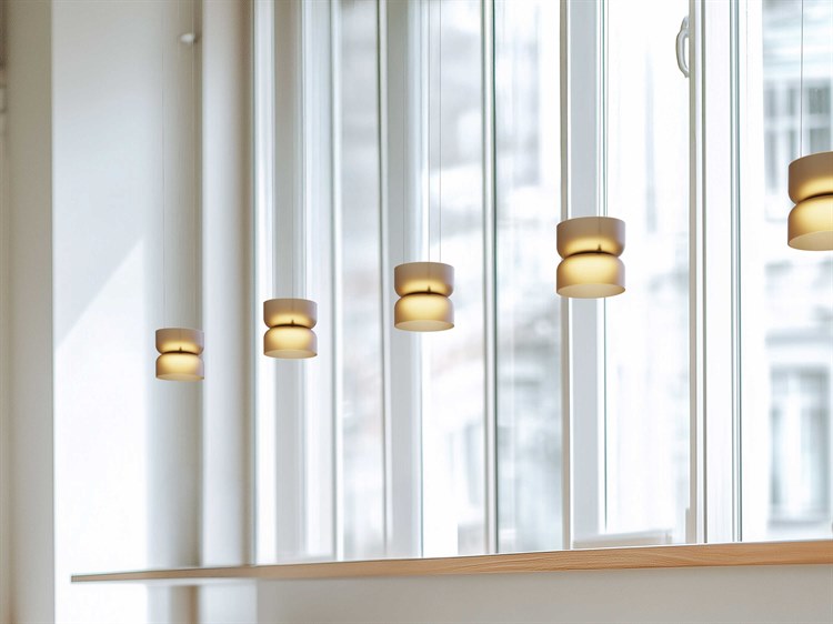 Pablo Totem Mini 2-Light Amber Brass Geometric Pendant ...