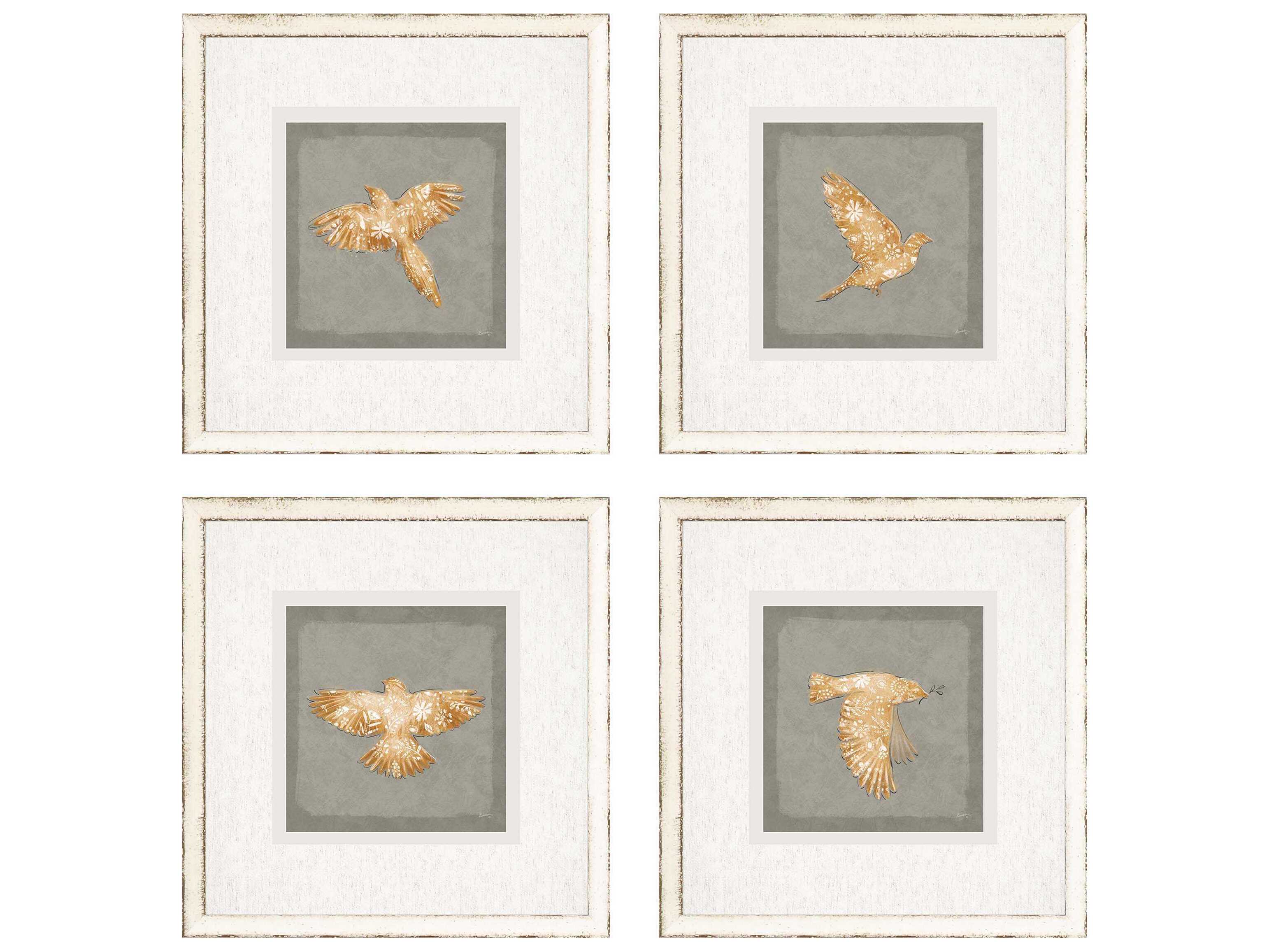 Paragon Animals Golden Birds-I Wall Art (Set of 4) | PAD15399