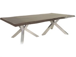 Ebel Trevi Aluminum Rectangular Plank Top Outdoor Dining Table with Umbrella Hole | EBL968