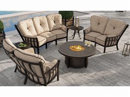 Castelle Santa Fe Deep Seating Cast Aluminum Outdoor Patio Lounge Set ...