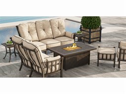 Castelle Santa Fe Deep Seating Cast Aluminum Outdoor Patio Lounge Set ...