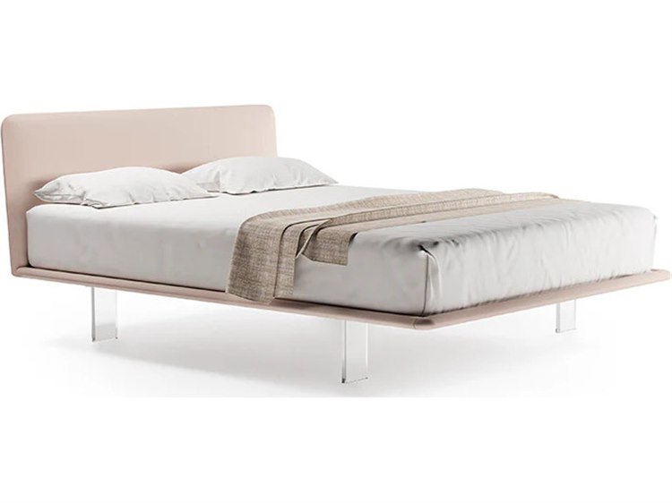 Pianca Filo Up Queen Size Bed 63"Beige Supersuede 86 Fabric/Plexiglass ...