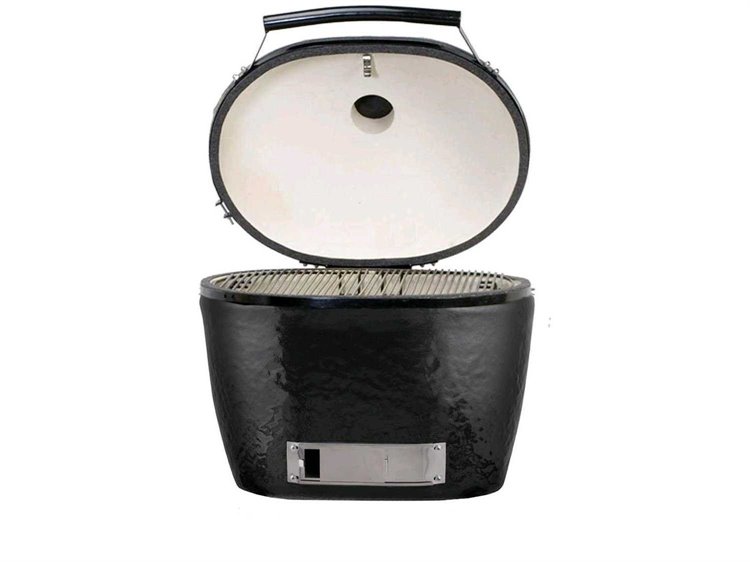 Primo Ceramic Oval X-Large Charcoal Grill Smoker with Stainless Steel ...