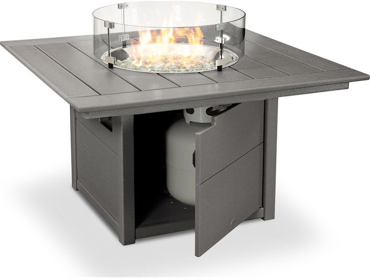 POLYWOOD® Recycled Plastic Square Outdoor Fire Pit Table | PWCTF42S