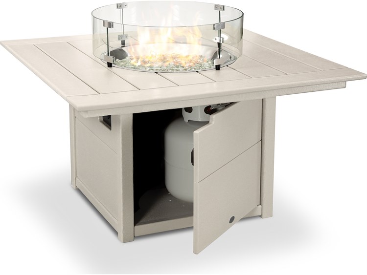 POLYWOOD® Recycled Plastic Square Outdoor Fire Pit Table | PWCTF42S