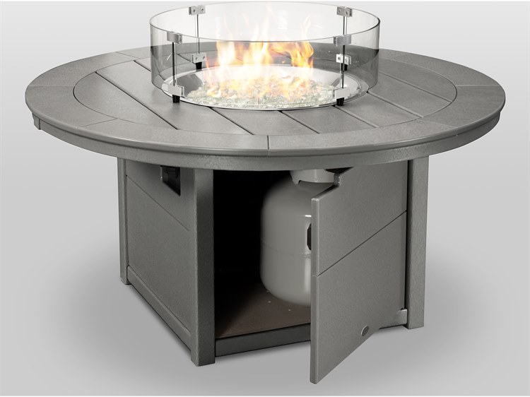 POLYWOOD® Recycled Plastic Round Outdoor Patio Fire Pit Table | PWCTF48R