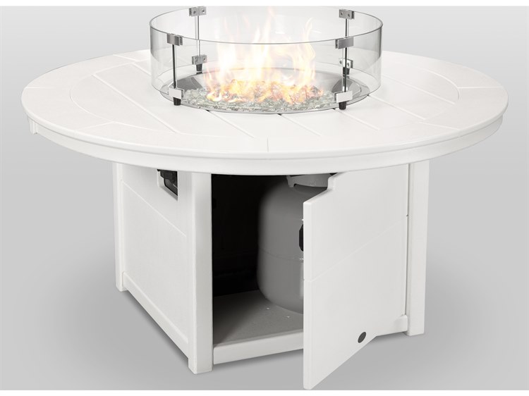 POLYWOOD® Recycled Plastic Round Outdoor Patio Fire Pit Table | PWCTF48R