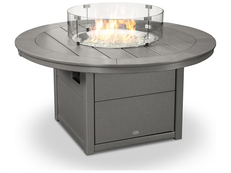 POLYWOOD® Recycled Plastic Round Outdoor Patio Fire Pit Table | PWCTF48R