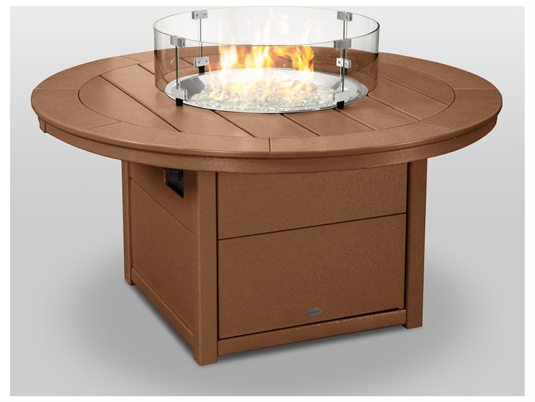 POLYWOOD® Recycled Plastic Round Outdoor Patio Fire Pit Table | PWCTF48R