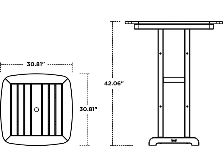POLYWOOD® Nautical Recycled Plastic Square Outdoor Patio Bar Height ...