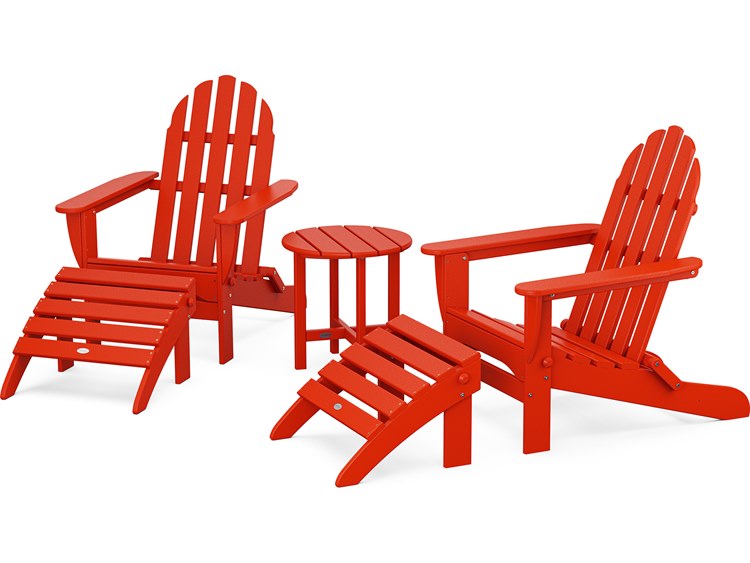 POLYWOOD® Classic Adirondack Recycled Plastic 5-Piece Outdoor Lounge Set | PWPWS1061