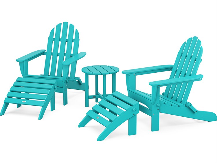 POLYWOOD® Classic Adirondack Recycled Plastic 5-Piece Outdoor Lounge Set | PWPWS1061