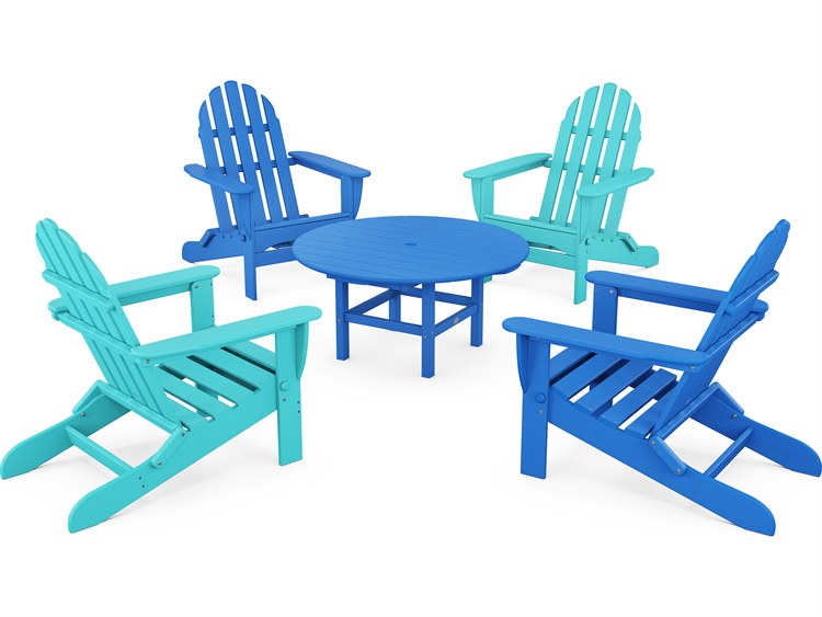 POLYWOOD® Classic Adirondack Recycled Plastic 5-Piece Outdoor Lounge Set | PWPWS1191